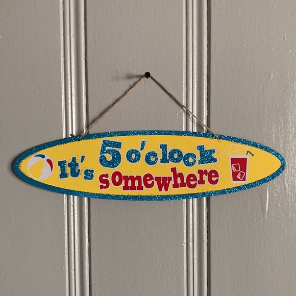 Party Supplies | Nwt Vibrant Wooden Its 5 Oclock Somewhere Glittered ...